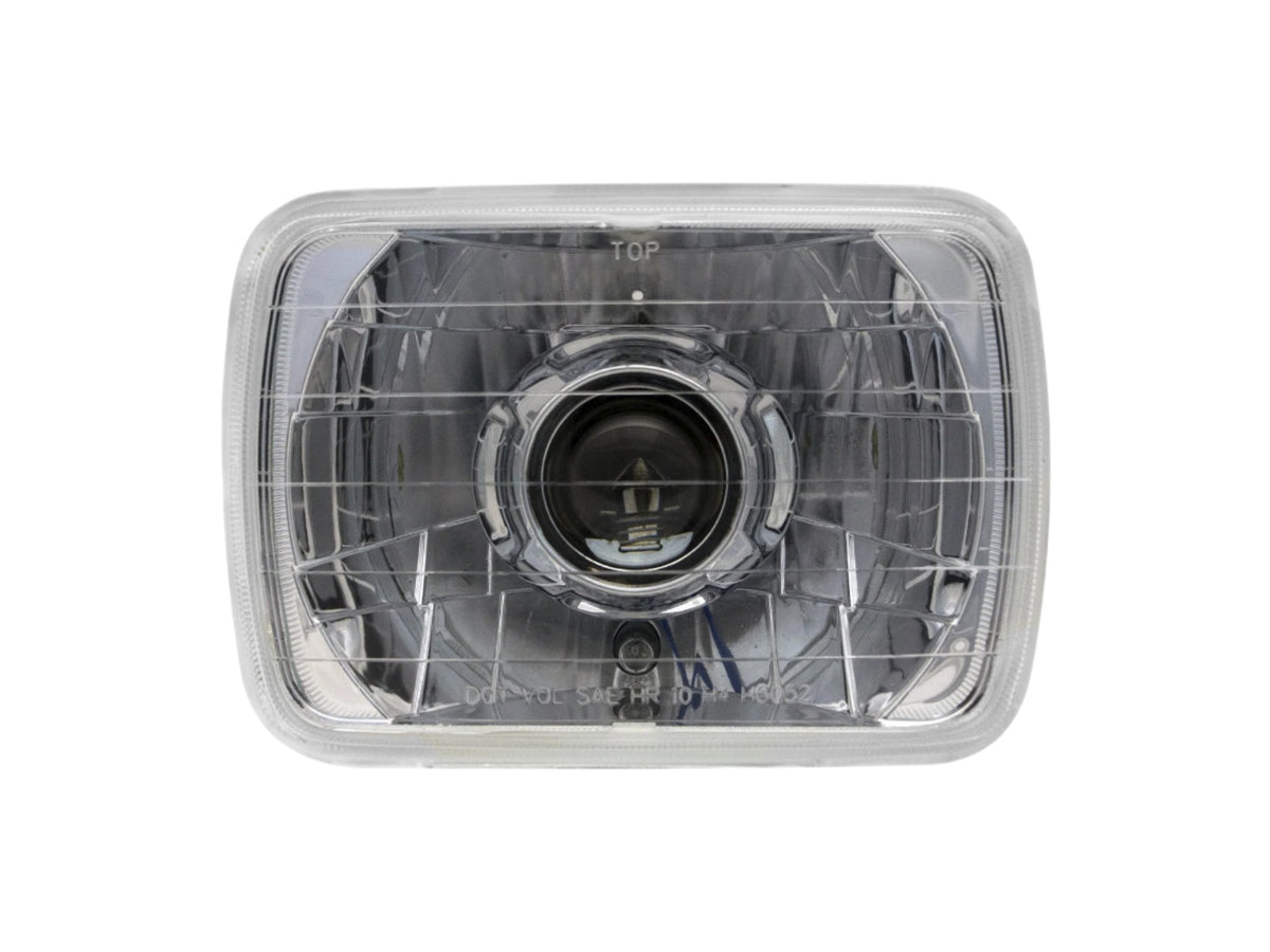 Chrome 6x7 V1 Projector Headlamp with Chrome Shroud with Halogen Bulbs ...